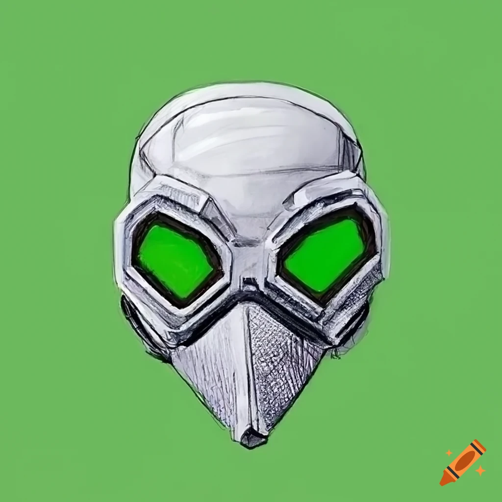 Sketch art of high-tech white superhero goggles on Craiyon