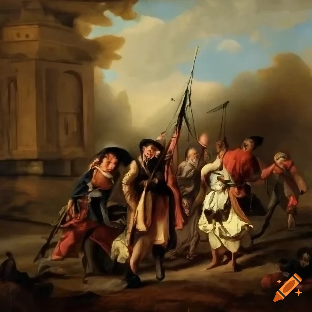 Painting of a 18th century war scene on Craiyon