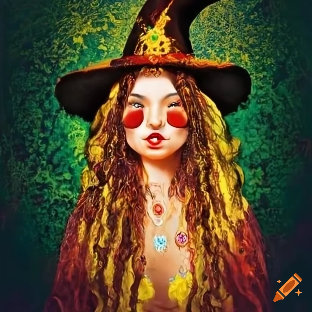 Colorful illustration of happy witches
