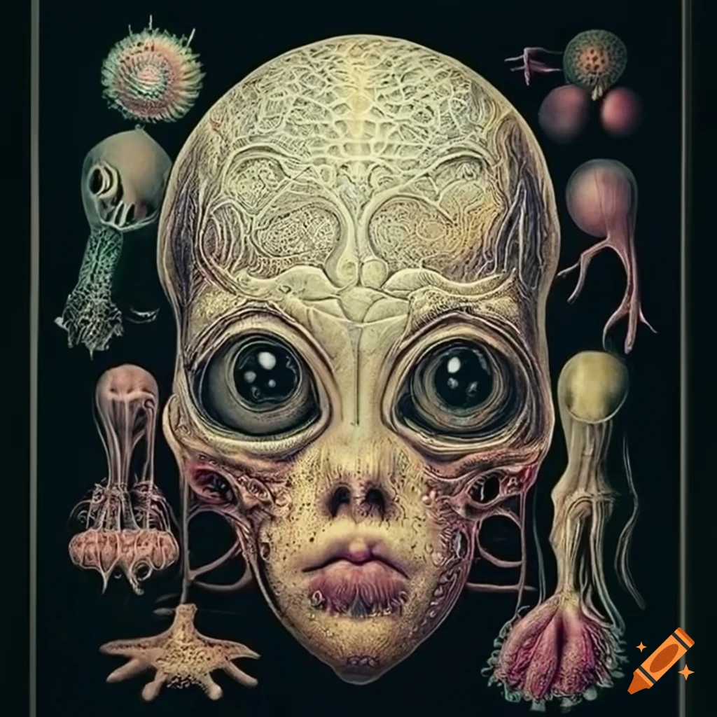 Intriguing vintage artwork of alien soul anatomy by haeckel