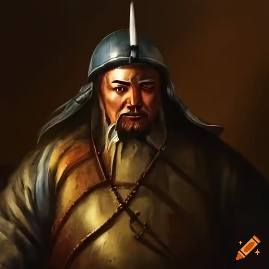 Depiction of genghis khan on the battlefield on Craiyon