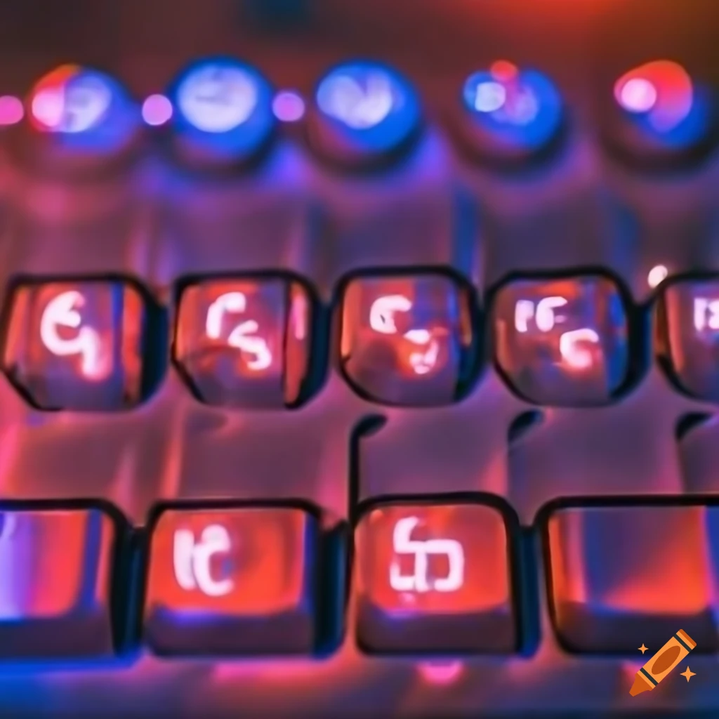 Close-up of a rusty robot's shiny keyboard on Craiyon