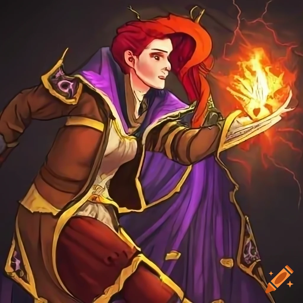 Fantasy character flying with book and dramatic colors on Craiyon