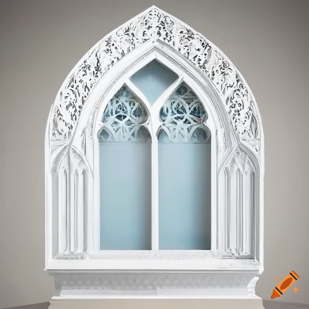 White gothic altar window in islamic architecture on Craiyon