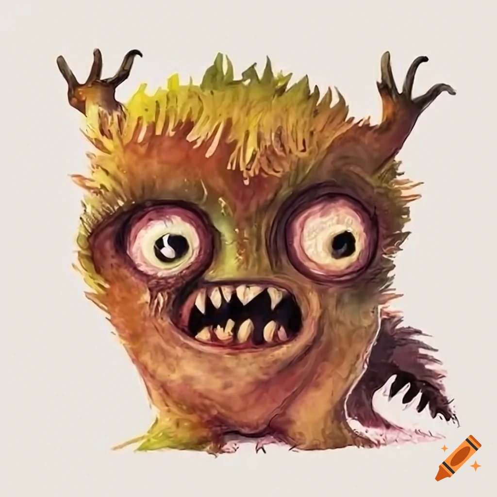 Adorable monster drawing on white background on Craiyon