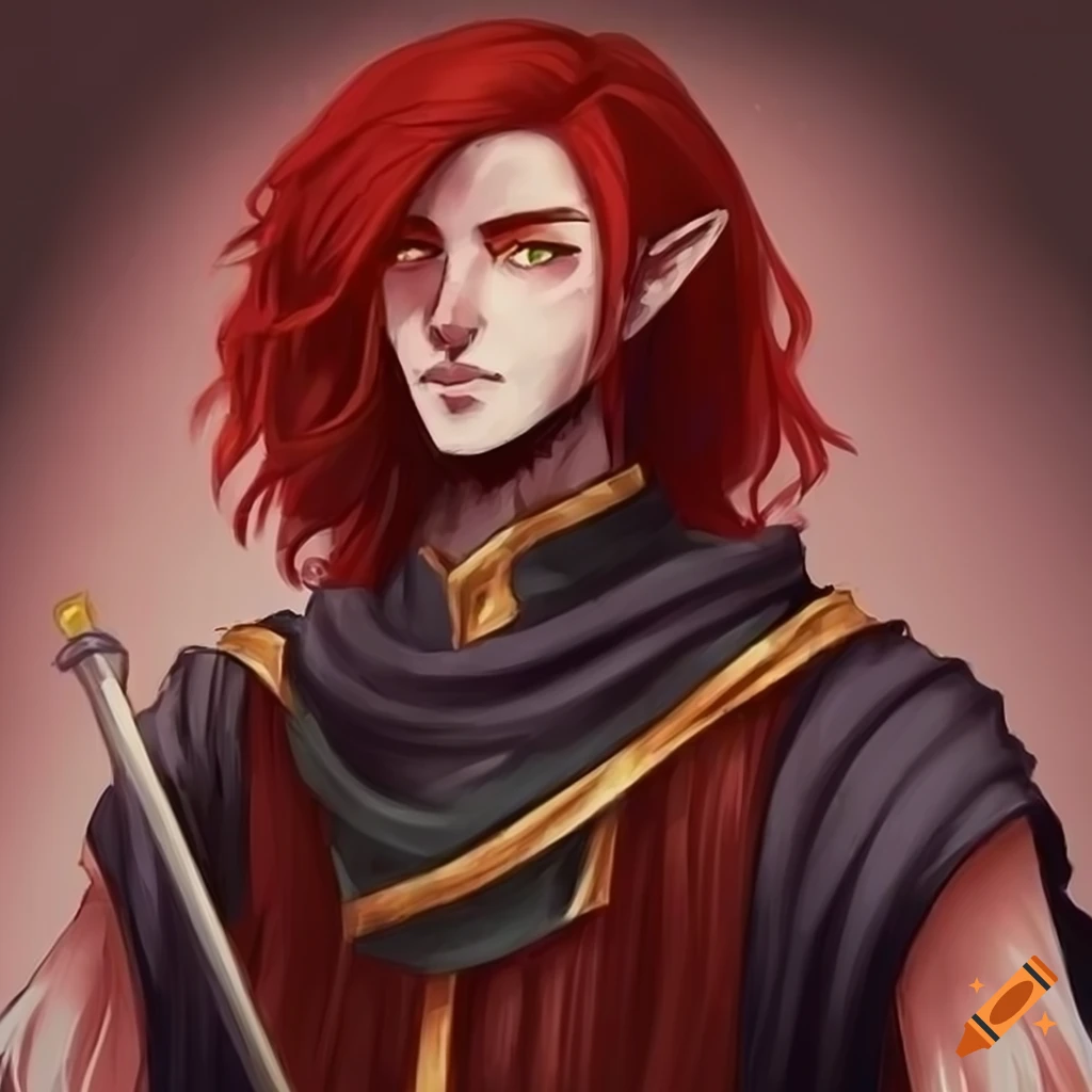 Illustration of a male dhampir cleric