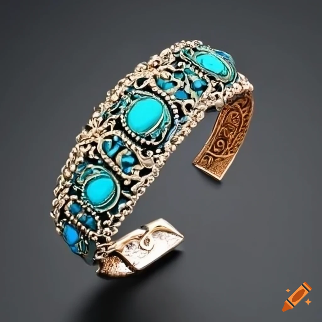 Intricately designed bracelet with kazakh-inspired patterns on Craiyon
