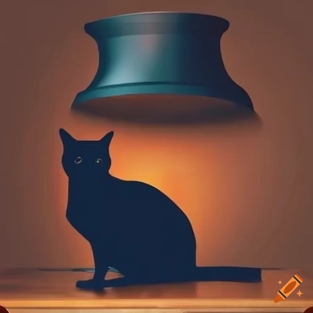 Silhouette of a cat on a kitchen table