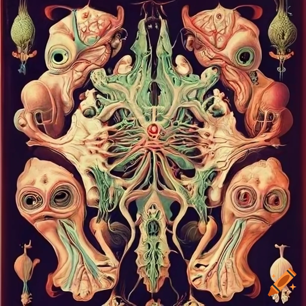 Retro alien anatomy illustration. haeckel on Craiyon