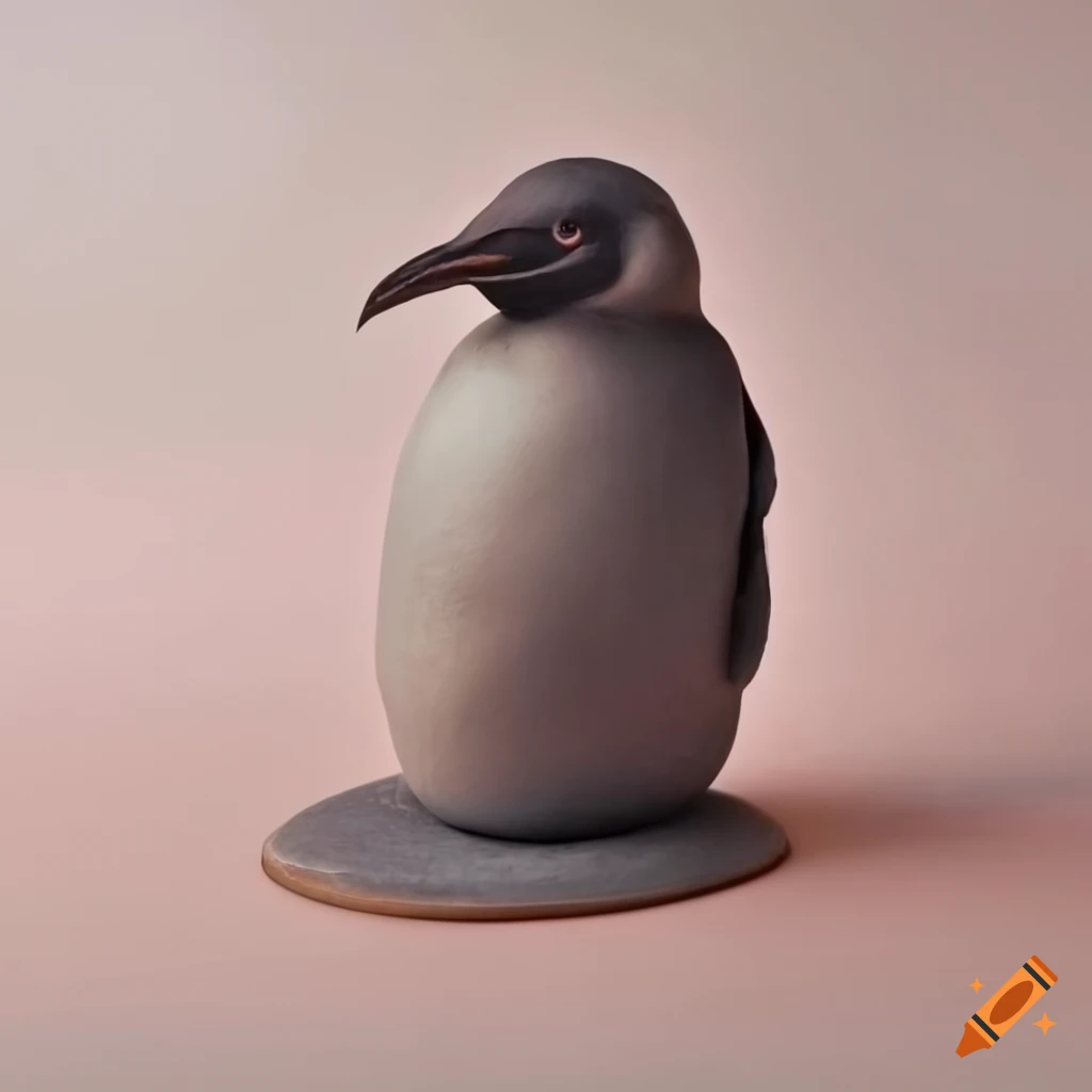 Clay sculpture of a penguin in progress on Craiyon