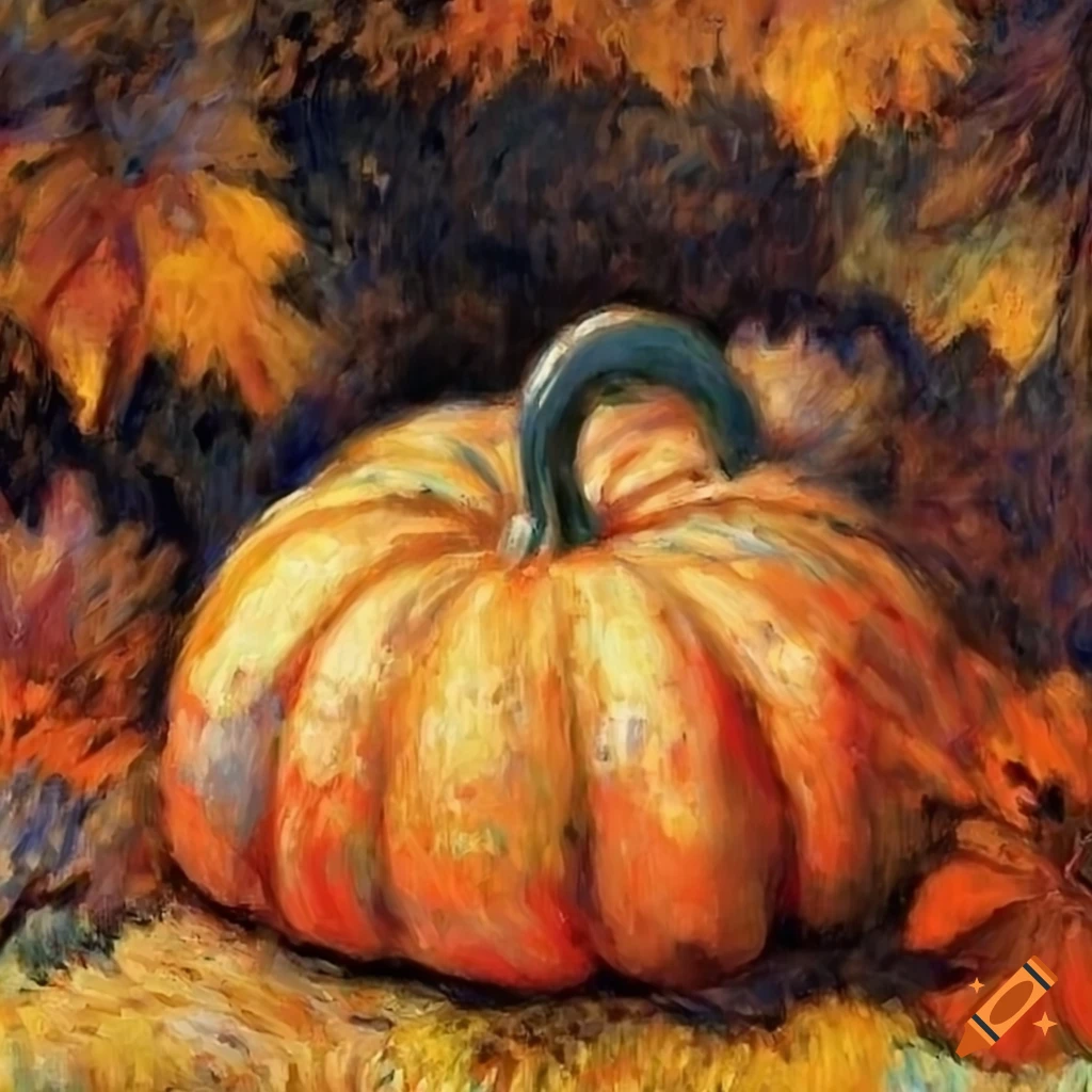 A stunning impressionist painting of a bountiful autumn harvest on Craiyon