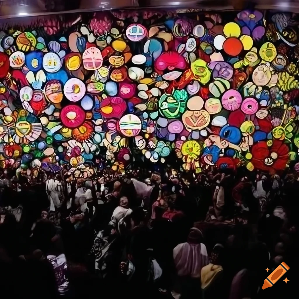 Colorful pop art crowd scene on Craiyon