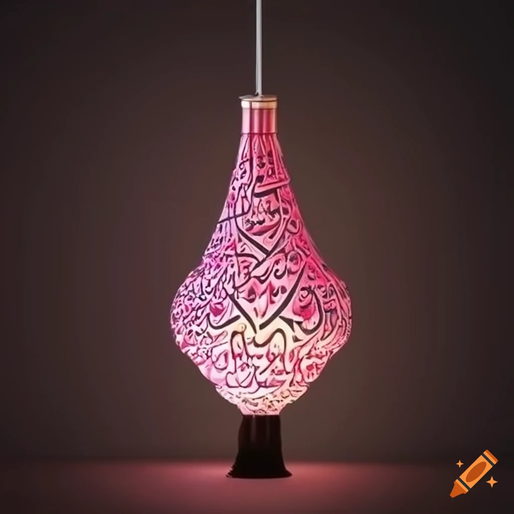 White and pink islamic art lamp on Craiyon