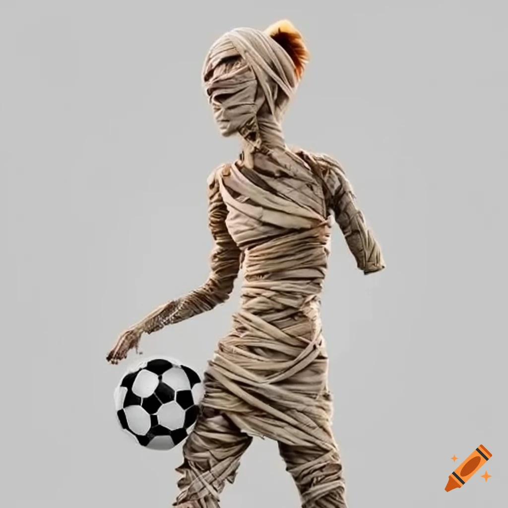 Female soccer players dressed as mummies on Craiyon
