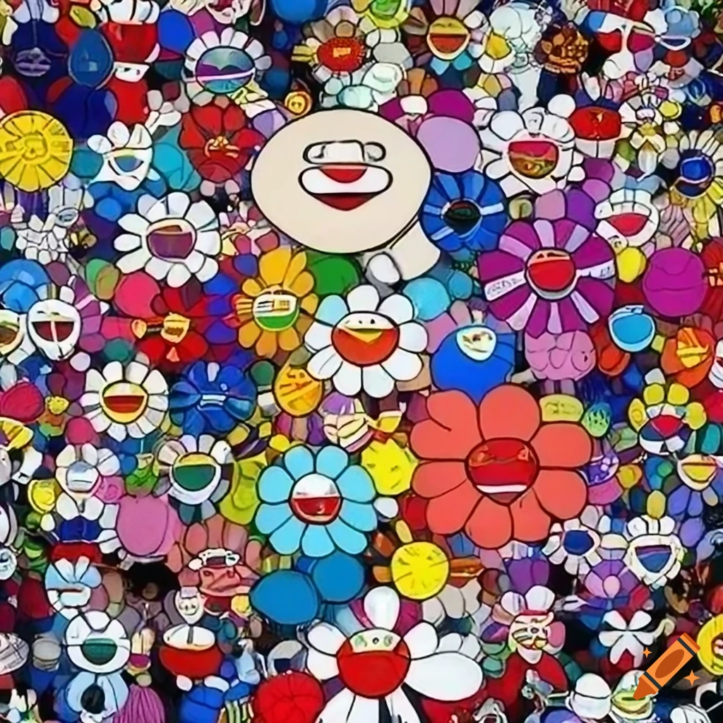 Colorful pop art crowd scene on Craiyon