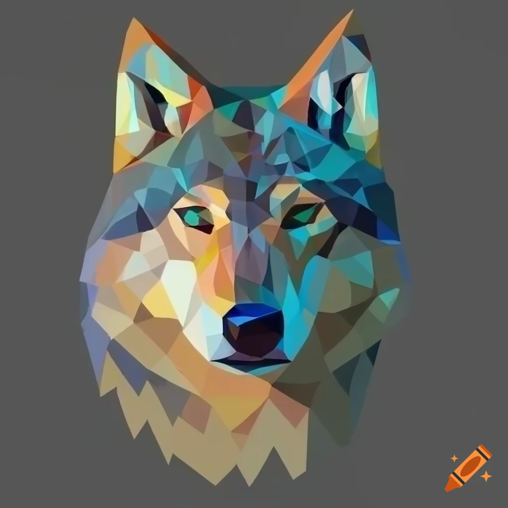 Polygonal wolf with mathematical equations in the background on Craiyon