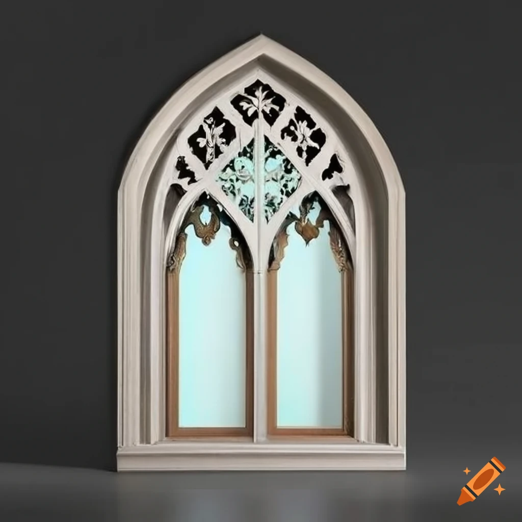 White gothic altar window in islamic architecture