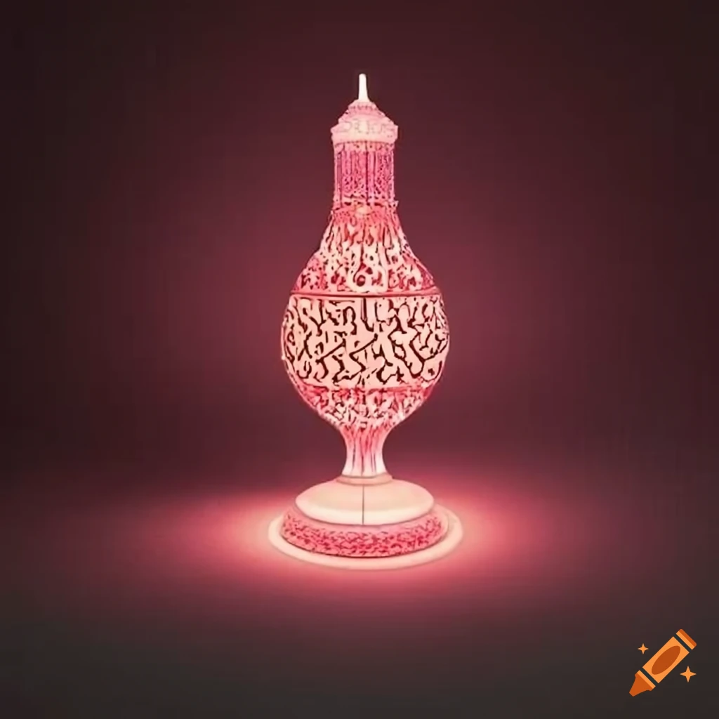 White and pink islamic art lamp on Craiyon