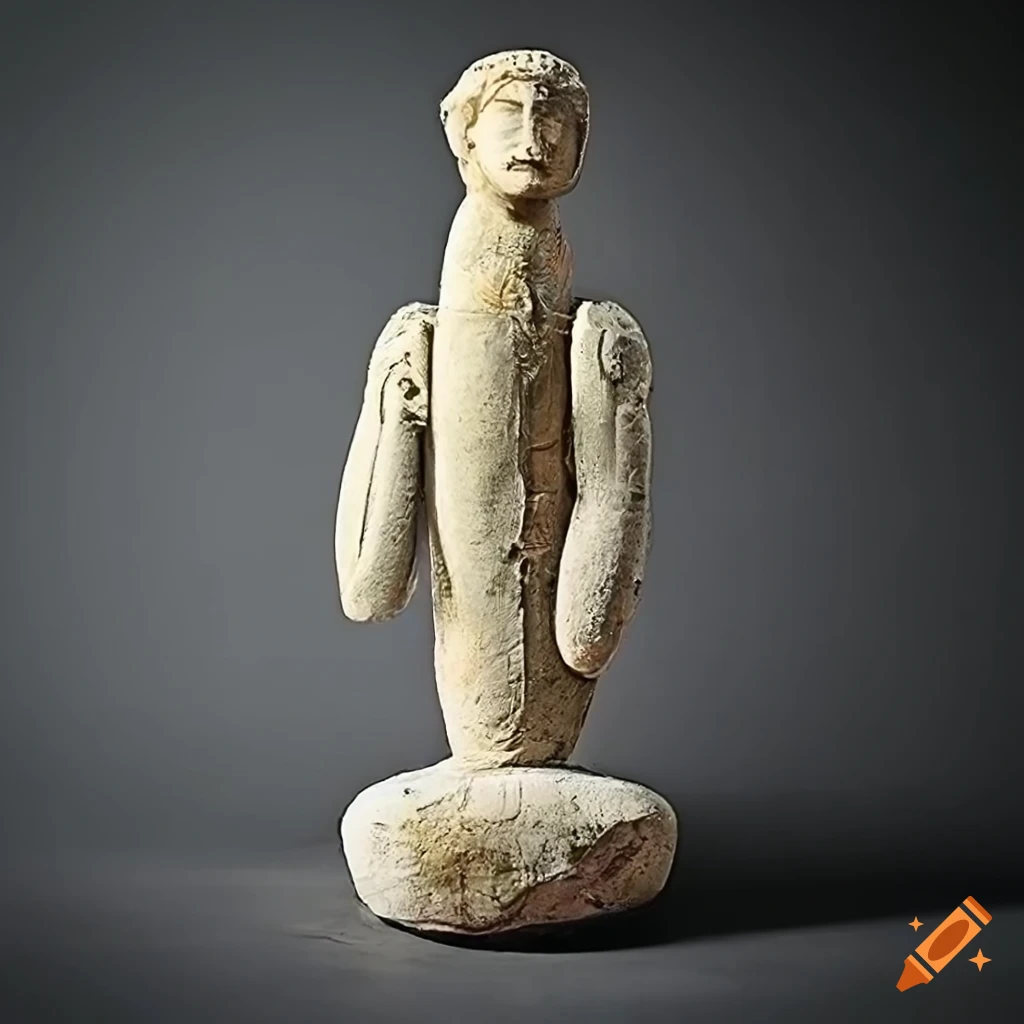 Installation of a stone puppet in an archaeological site on Craiyon