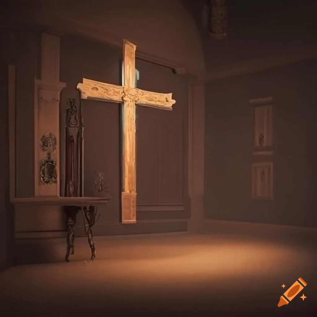 Catholic cross in a room on Craiyon