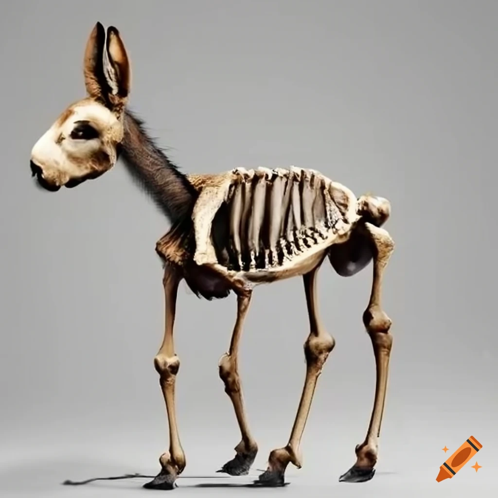 Funny image of a skeleton donkey on Craiyon