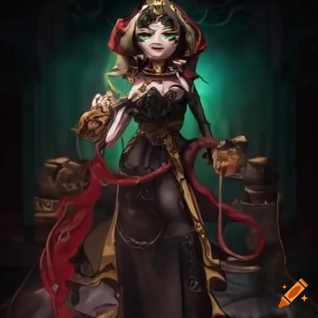 Tattooed fortune lady character from identity v game on Craiyon