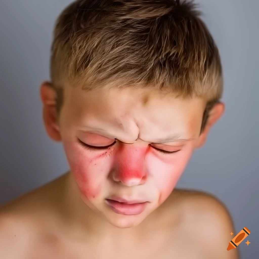 Closeup of a boy in pain