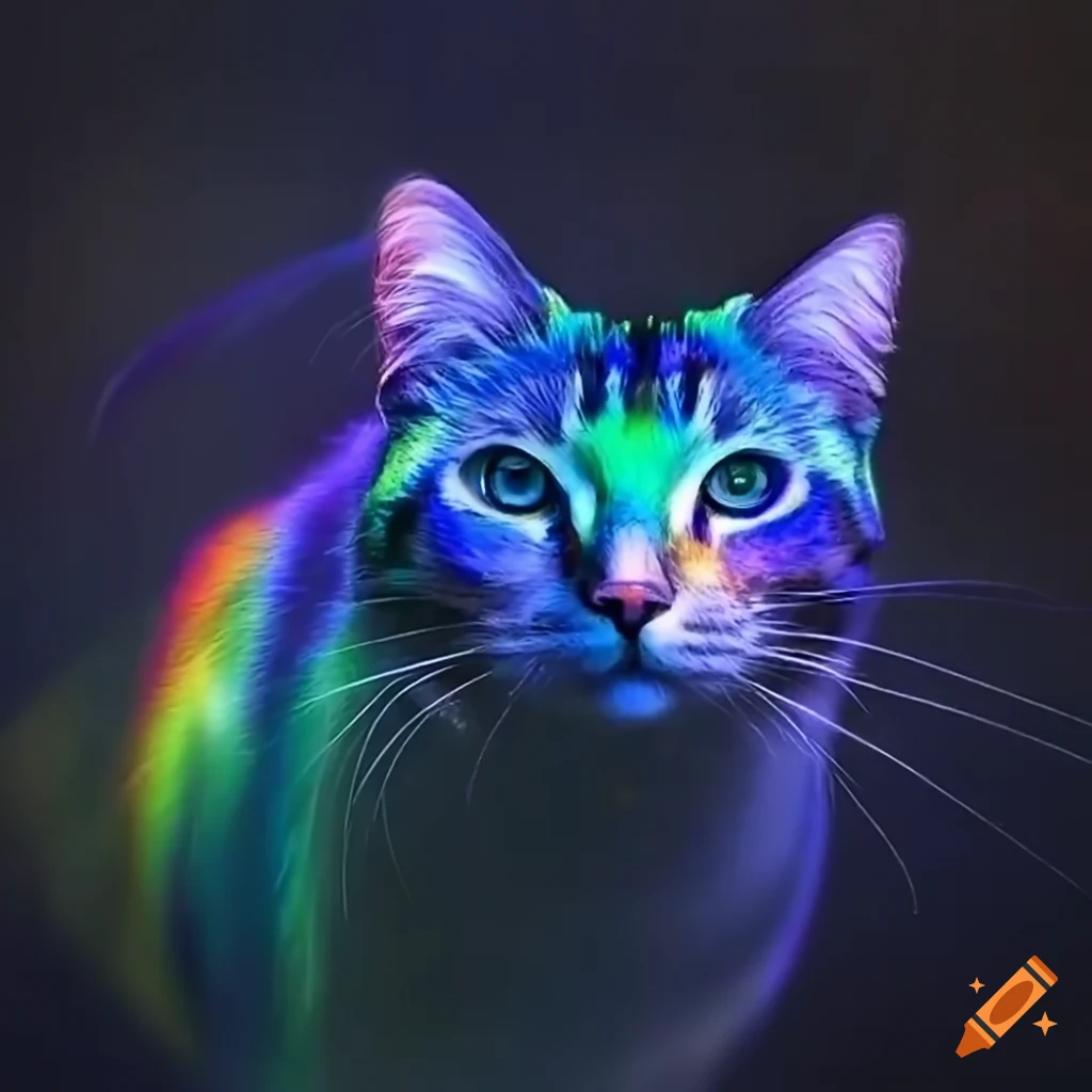 Cat made of rainbow dust on Craiyon