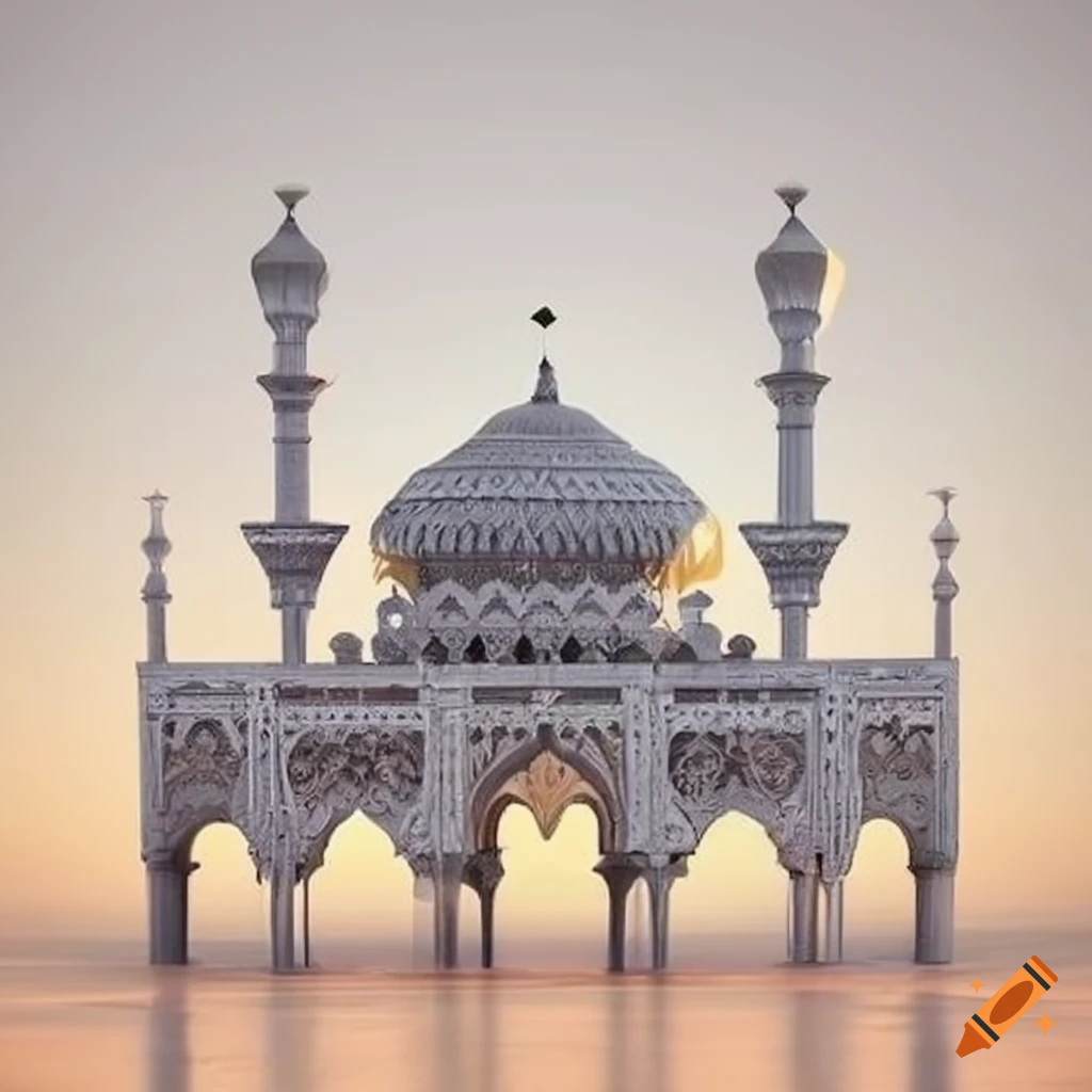 White gazebo in islamic art style on Craiyon