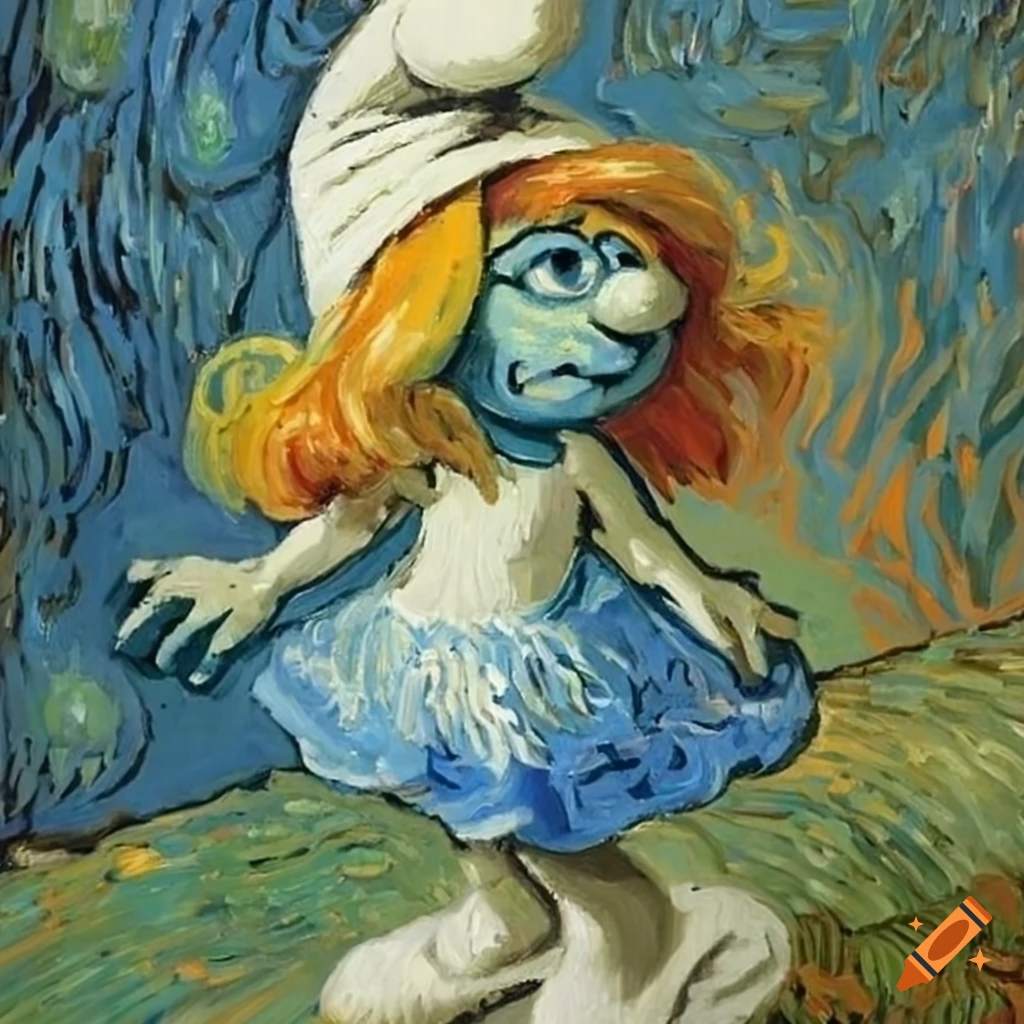 Smurfette painting by van gogh on Craiyon