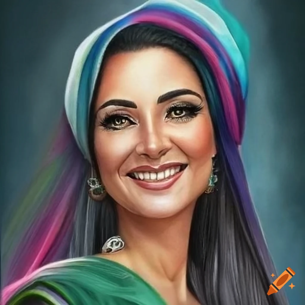 Detailed pencil drawing of a beautiful woman smiling on Craiyon