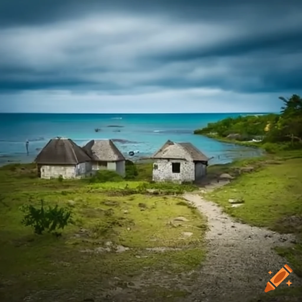 Photo of a rural town on a deserted island