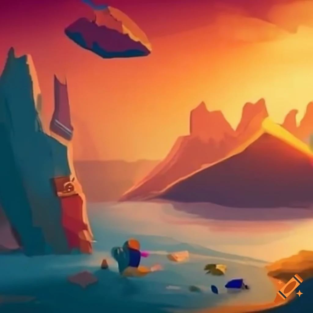 Screenshot of an adventure-filled sandbox game on Craiyon