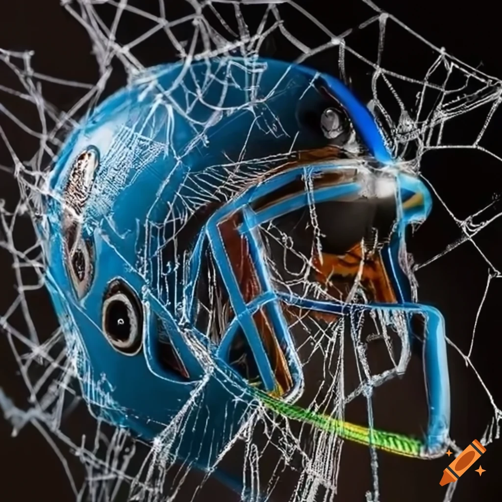 Colorful football helmet with realistic spiderwebs on Craiyon