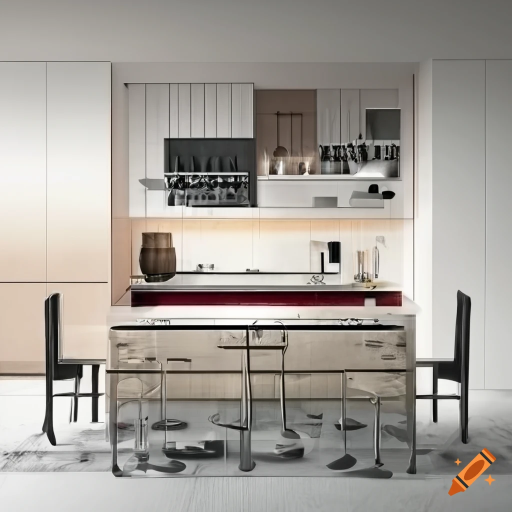 Vertical section of a modern kitchen on Craiyon