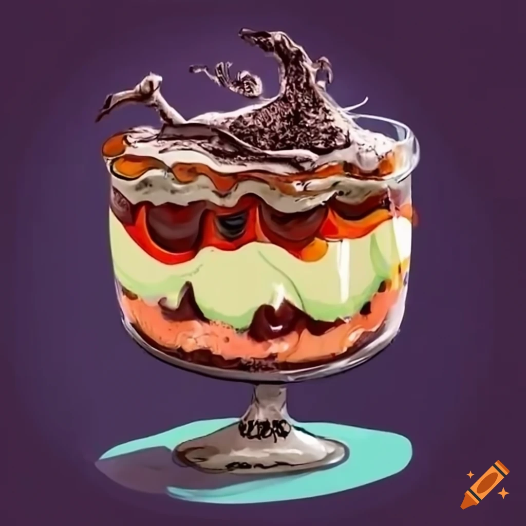 Hand-drawn Halloween trifle recipe on Craiyon