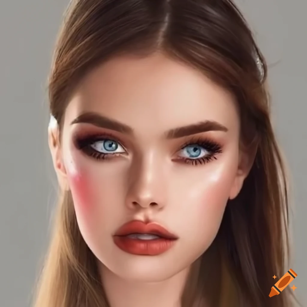 Portrait of a young woman with piercing gaze on Craiyon