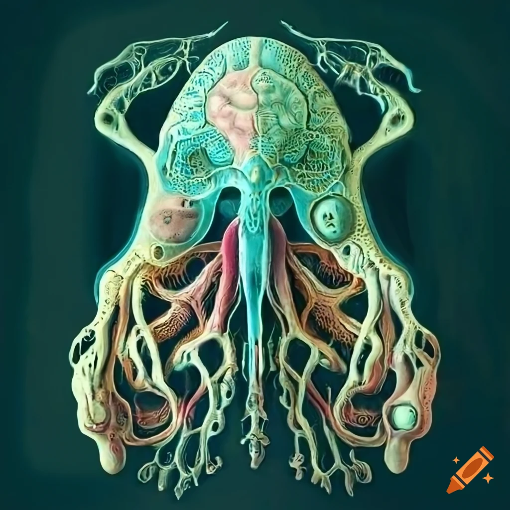 Retro alien anatomy illustration by haeckel on Craiyon