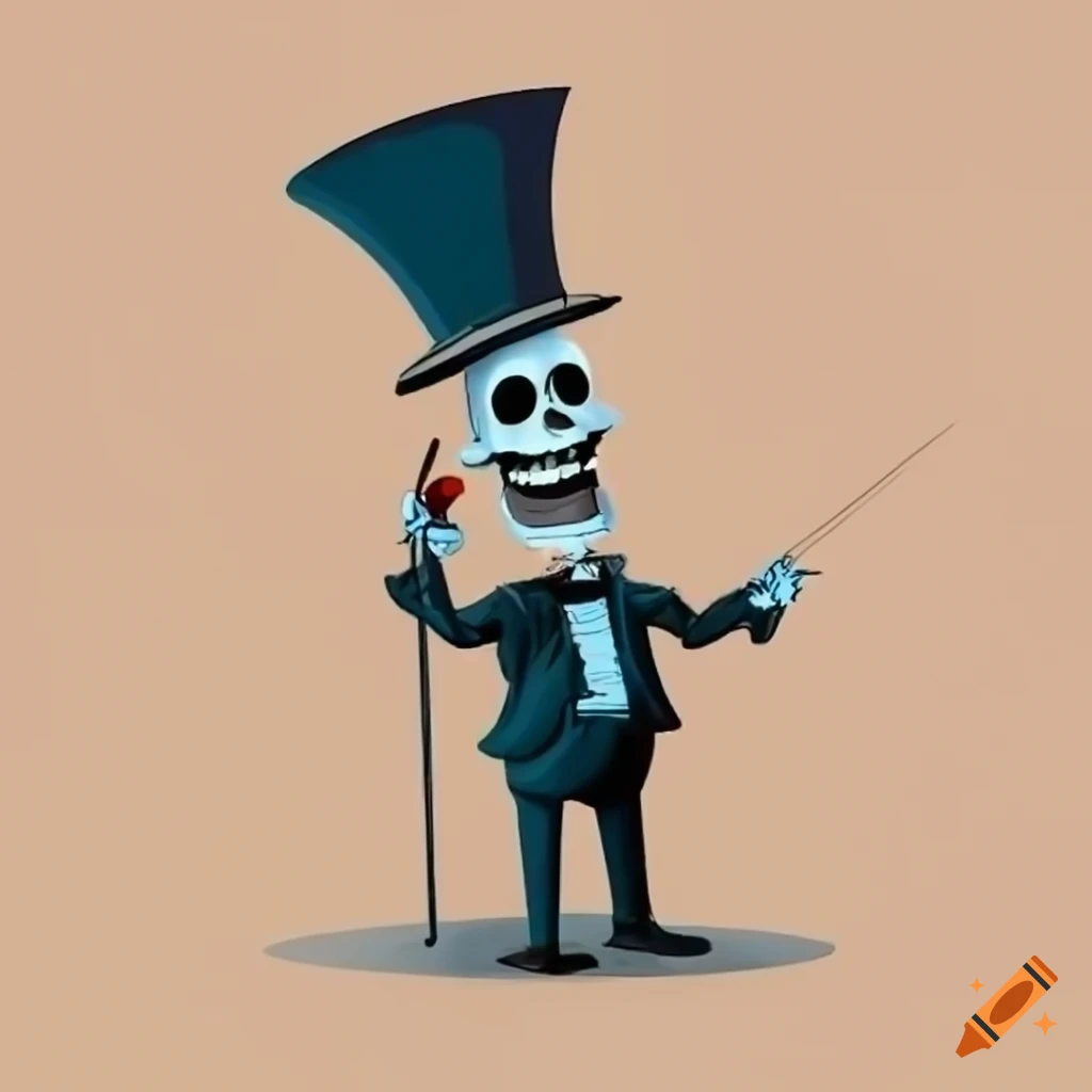 Cartoon skeleton conducting music