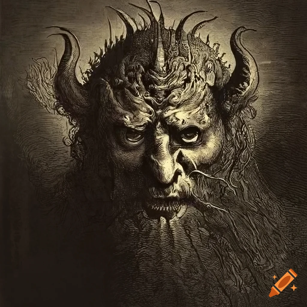 Detailed portrait of a demon with horns on Craiyon