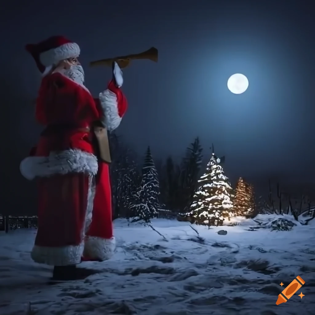 C cinematic scene of santa claus in a snowy village on Craiyon