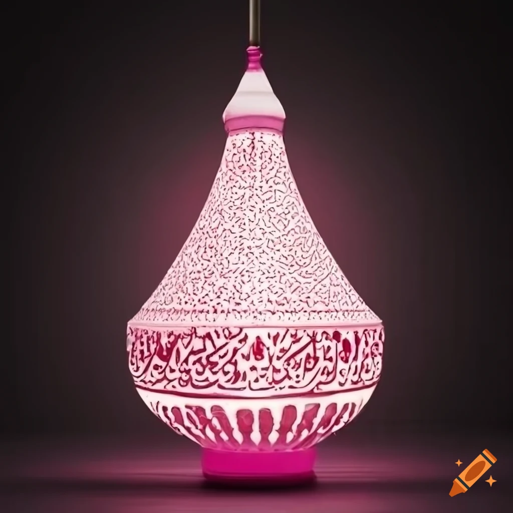 White and pink Islamic art lamp on Craiyon
