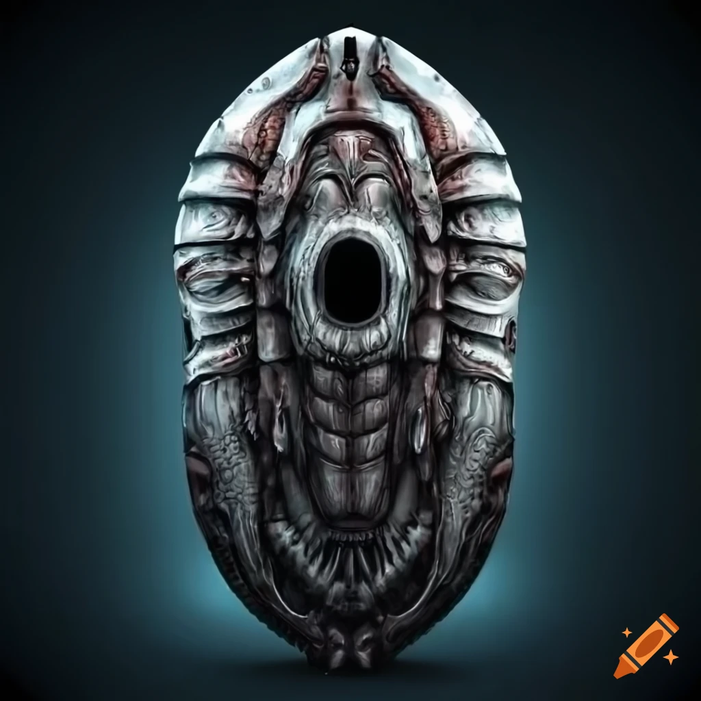 Biomechanical shield in giger style on Craiyon