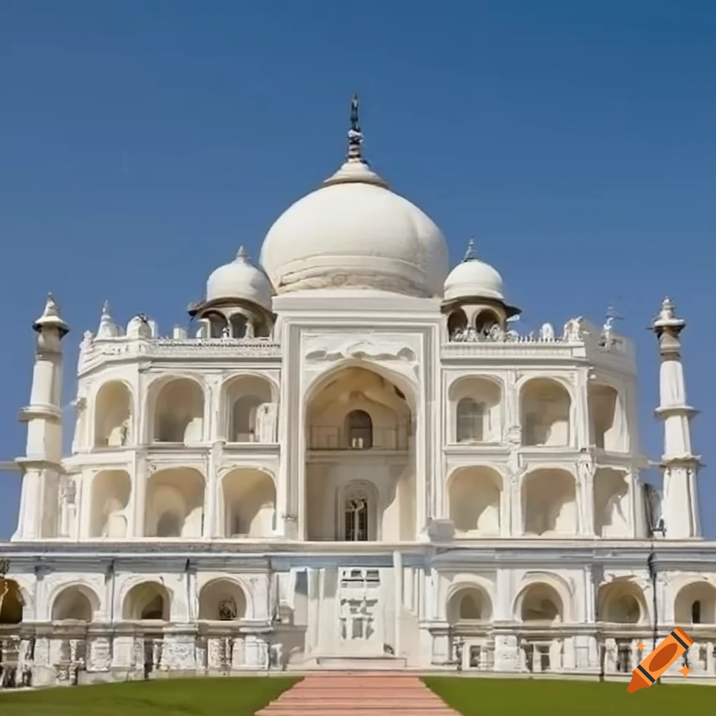 Front view of mahal white house in mediterranean style