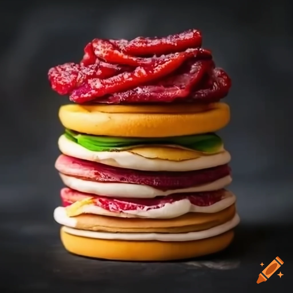 Colorful and juicy stack of tasty food on Craiyon