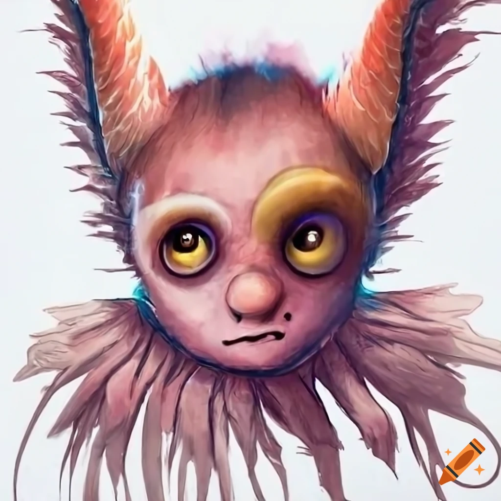 Detailed drawing of a winged monster on Craiyon