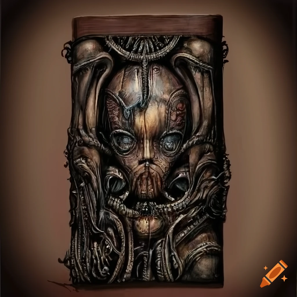 Book with giger-inspired design on Craiyon