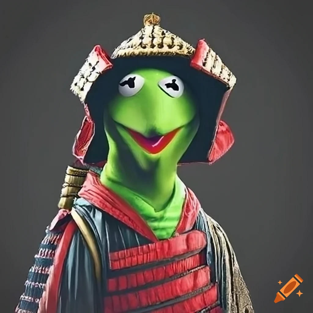 Kermit the frog dressed as a samurai on Craiyon
