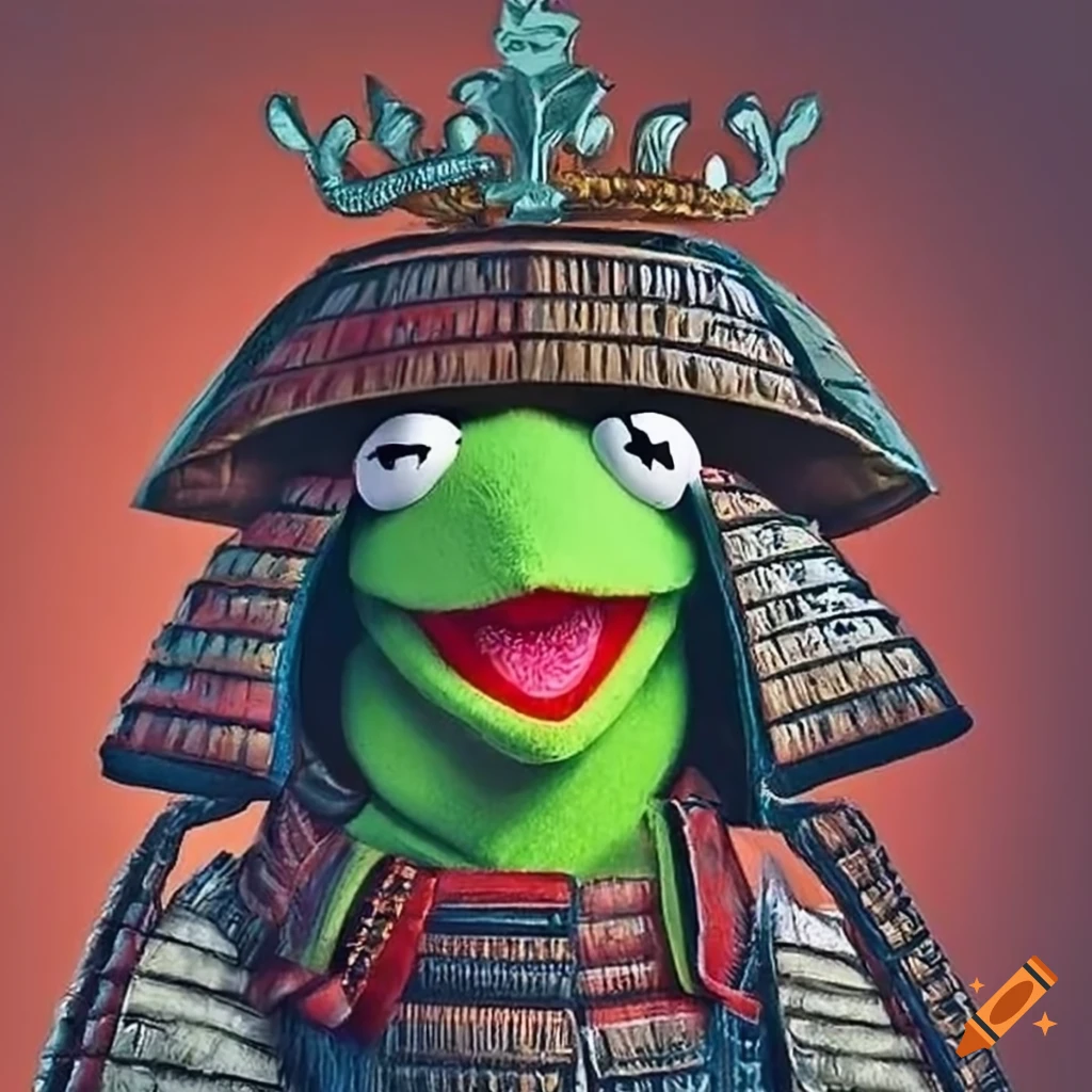 Kermit the frog dressed as a samurai on Craiyon
