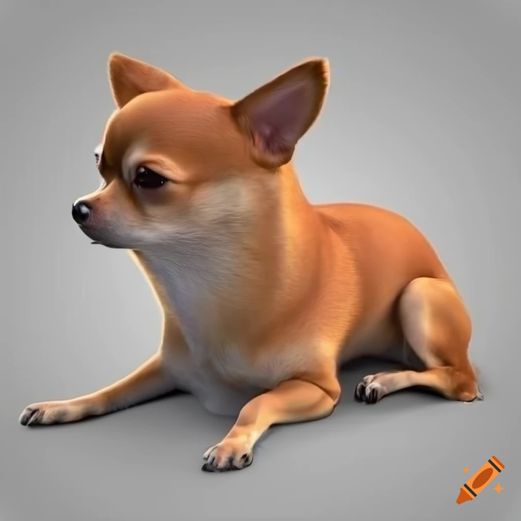 3d render of a red chihuahua dog